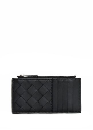 Bottega Veneta Erkek Siyah Fermuarlı Örgü Deri Kartlık EU