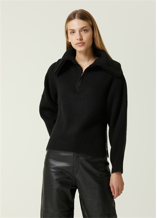 Camilla and Marc Kadın Siyah Fermuarlı Ribli Kazak M EU Camilla and Marc Kadın Siyah Fermuarlı Ribli Kazak M EU