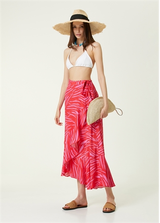 Seafolly Kadın Kırmızı Pembe Volanlı Desenli Midi Plaj Eteği S Eu Seafolly Kadın Kırmızı Pembe Volanlı Desenli Midi Plaj Eteği S Eu