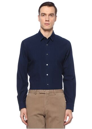 Pal Zileri Erkek Lacivert Polo Yaka Gömlek Mavi 4 IT