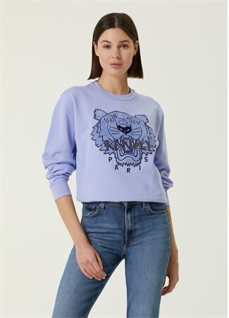 Kenzo Kadın Tiger Lila Bisiklet Yaka Sweatshirt Mor XS EU