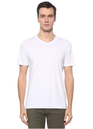 Beymen Club Erkek Beyaz V Yaka Logolu Basic T-shirt L EU Beymen Club Erkek Beyaz V Yaka Logolu Basic T-shirt L EU
