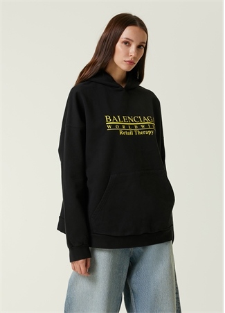 Balenciaga Kadın Siyah Sarı Kapüşonlu Logo Baskılı Sweatshirt 2 US Balenciaga Kadın Siyah Sarı Kapüşonlu Logo Baskılı Sweatshirt 2 US