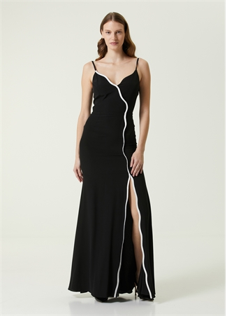 Filiarmi Kadın Nile Siyah Beyaz Maksi İpek Abiye Elbise 36 EU