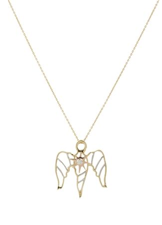 Collection Kadın Pırlanta Detaylı Altın Rengi Kolye EU