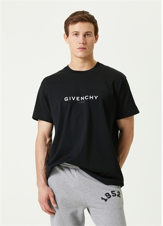 Givenchy Erkek Siyah Beyaz Logolu Oversized T-shirt S EU Givenchy Erkek Siyah Beyaz Logolu Oversized T-shirt S EU
