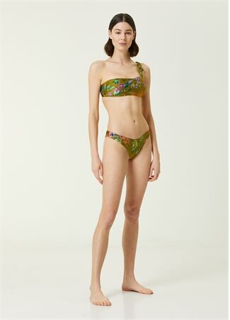 Zimmermann Kadın Tropicana Haki Çiçekli Asimetrik Bikini Takımı 0 Us