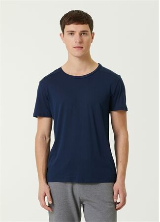 Tru Erkek Lacivert Dekoratif Dikişli T-shirt L EU