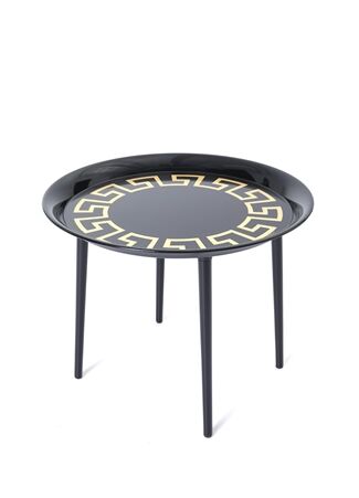 Fornasetti Siyah Haki Desenli Sehpa