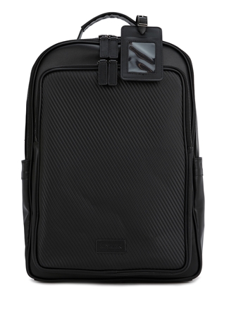 Beymen Hediye Erkek Siyah Örgü Dokulu Deri Sırt Çantası EU