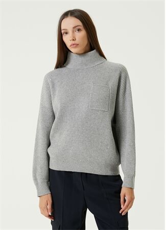 Brunello Cucinelli Kadın Silver Balıkçı Yaka Kaşmir Kazak Gri S EU