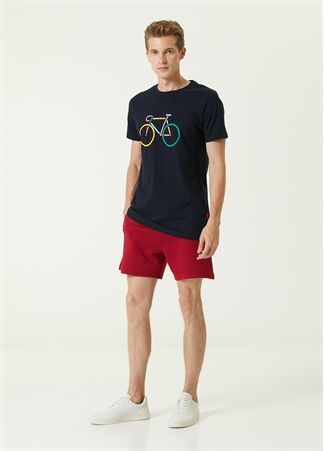 John Frank Erkek Kırmızı Beli Kordonlu Şort S EU