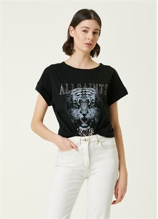Allsaints Kadın Clavon Imogen Boy Siyah T-shirt Xs/s Eu