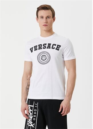 Versace Erkek Beyaz Logo Baskılı T-shirt S Eu Versace Erkek Beyaz Logo Baskılı T-shirt S Eu
