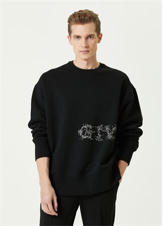 Givenchy Erkek Siyah Logo Detaylı Sweatshirt S EU