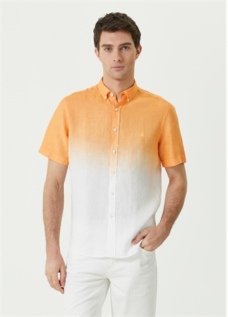 Beymen Club Erkek Comfort Fit Turuncu Degradeli Keten Gömlek S Beymen Club Erkek Comfort Fit Turuncu Degradeli Keten Gömlek S