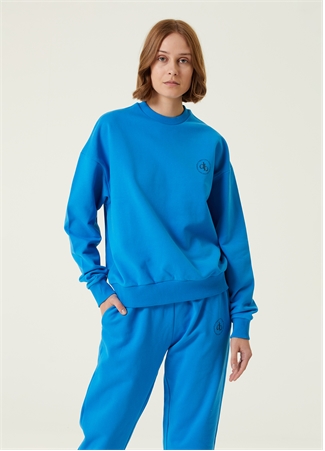 Dahlia Bianca Kadın Saks Bisiklet Yaka Basic Sweatshirt Mavi S EU