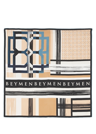 Beymen Kadın Bej Geometrik Logolu Twill İpek 90x90 cm Eşarp EU