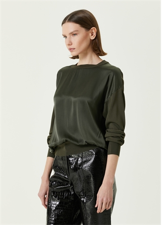 Beymen Club Kadın Haki Bisiklet Yaka Saten Garnili Kazak XS Beymen Club Kadın Haki Bisiklet Yaka Saten Garnili Kazak XS