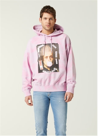 Versace Jeans Couture Erkek Pembe Kapüşonlu Batik Desenli Sweatshirt XL EU Versace Jeans Couture Erkek Pembe Kapüşonlu Batik Desenli Sweatshirt XL EU