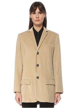 Etro Kadın Bej Kelebek Yaka Fitilli Kadife Ceket 46 IT