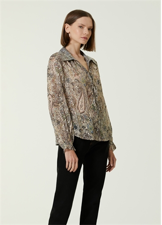 Zadig&Voltaire Kadın Tilan Peacock Şal Desenli İpek Gömlek M EU Zadig&Voltaire Kadın Tilan Peacock Şal Desenli İpek Gömlek M EU