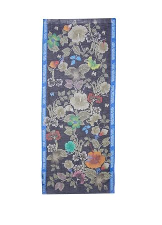 Etro Erkek Siyah Çiçek Desenli Keten Atkı EU