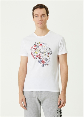 Alexander McQueen Erkek Beyaz Kuru Kafa Figürlü Logolu T-shirt S EU Alexander McQueen Erkek Beyaz Kuru Kafa Figürlü Logolu T-shirt S EU