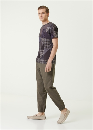 Etro Erkek Haki Beli Büzgülü Yün Jogger Pantolon 54 IT