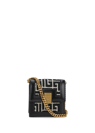 Balmain Kadın Siyah Beyaz Logo Jakarlı Çanta EU Balmain Kadın Siyah Beyaz Logo Jakarlı Çanta EU