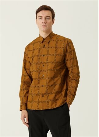 Jw Anderson Erkek Kahverengi Logo Baskılı Gömlek 48 IT
