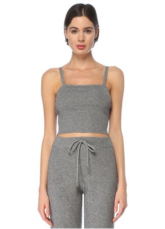 Beymen Studio Kadın Gri Kare Yaka Crop Triko Bluz L