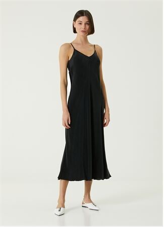 Pia Brand Kadın Siyah Askılı Midi Elbise 34 EU