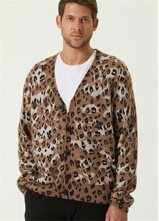 Allsaints Erkek Camo Cat Bej V Yaka Triko Hırka S EU