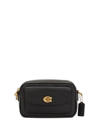 Coach Kadın Siyah Logolu Deri Omuz Çantası EU