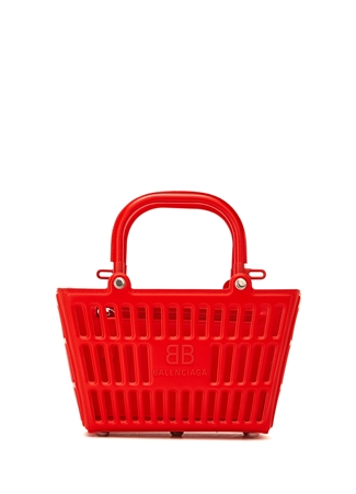 Balenciaga Kadın Kırmızı Logo Detaylı Deri Çanta Eu