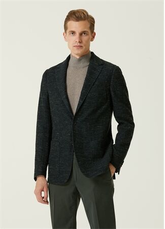 Canali Erkek Haki Kelebek Yaka Yün Ceket Yeşil 54 IT