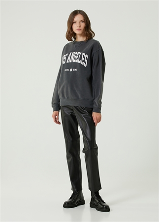 Anine Bing Kadın Füme Yazı Baskılı Sweatshirt Gri XS EU Anine Bing Kadın Füme Yazı Baskılı Sweatshirt Gri XS EU