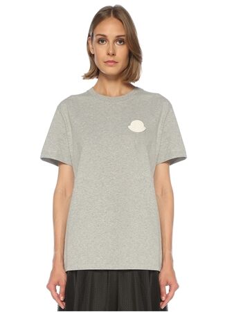 Moncler Kadın Gri Logo Patchli T-shirt S EU