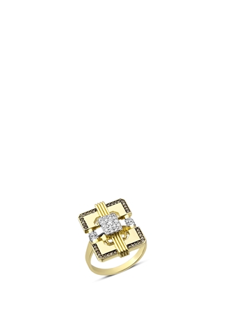 Baguette Kadın Beatrix Altın Rengi Yüzük Pembe EU