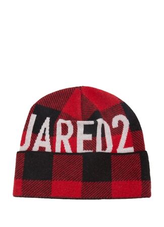 Dsquared2 Erkek Kırmızı Siyah Kareli Yün Bere EU