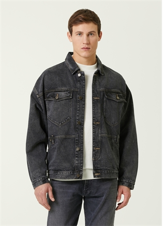 American Vintage Erkek Yopday Siyah Denim Ceket L/XL EU