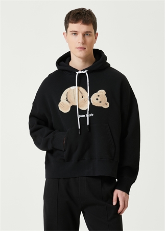 Palm Angels Erkek Teddy Bear Siyah Kapüşonlu Sweatshirt S EU Palm Angels Erkek Teddy Bear Siyah Kapüşonlu Sweatshirt S EU