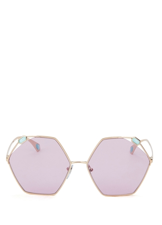 Bvlgari Kadın Rose Gold Altıgen Formlu Güneş Gözlüğü Pembe 58 EU Bvlgari Kadın Rose Gold Altıgen Formlu Güneş Gözlüğü Pembe 58 EU