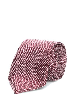 Pal Zileri Erkek Bordo Geometrik Desenli İpek Kravat EU