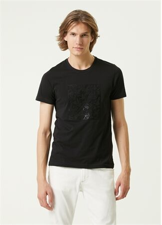 Beymen Club Erkek Siyah Kabartmalı Logo Baskılı T-shirt S