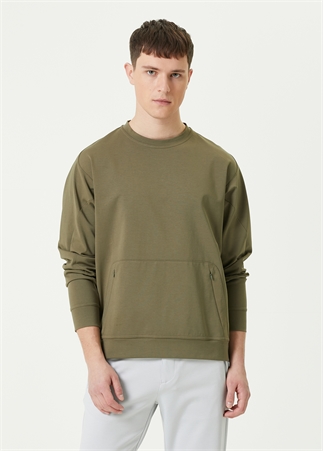 Lardini Erkek Haki Logo Detaylı Sweatshirt Yeşil 48 IT Lardini Erkek Haki Logo Detaylı Sweatshirt Yeşil 48 IT