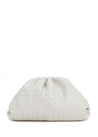 Bottega Veneta Kadın Beyaz Örgü Dokulu Deri El Portföyü EU