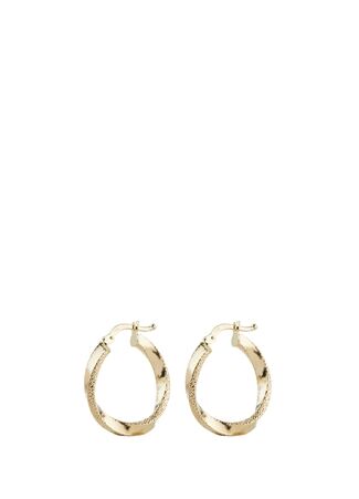 Collection Kadın Lazer Kesim Kıvrımlı Altın Rengi Küpe EU