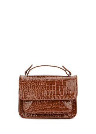Hvisk Kadın Vizon Krokodil Dokulu Vegan Omuz Çantası Bej EU